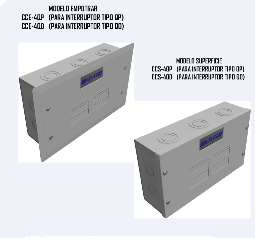Centro de carga monofásico 4 circuitos tipo QP y tipo QP - Rilez mexicana